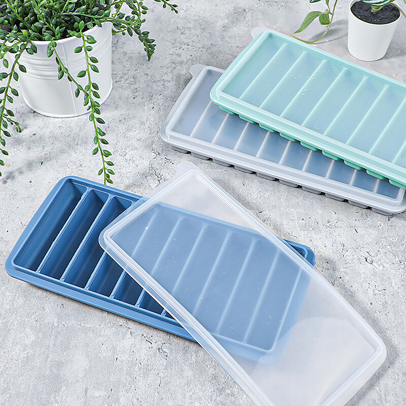10 Grids Stick Shape Ice Mold With Lid Cylinder Ice Box Silicone Ice ...
