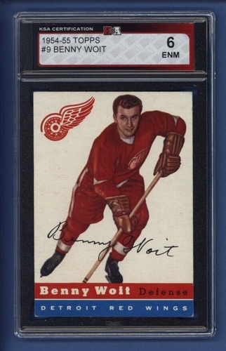 1954-55 Topps #9 BENNY WOIT KSA 6 EX-MT Detroit Red Wings *BEAUTY* | eBay