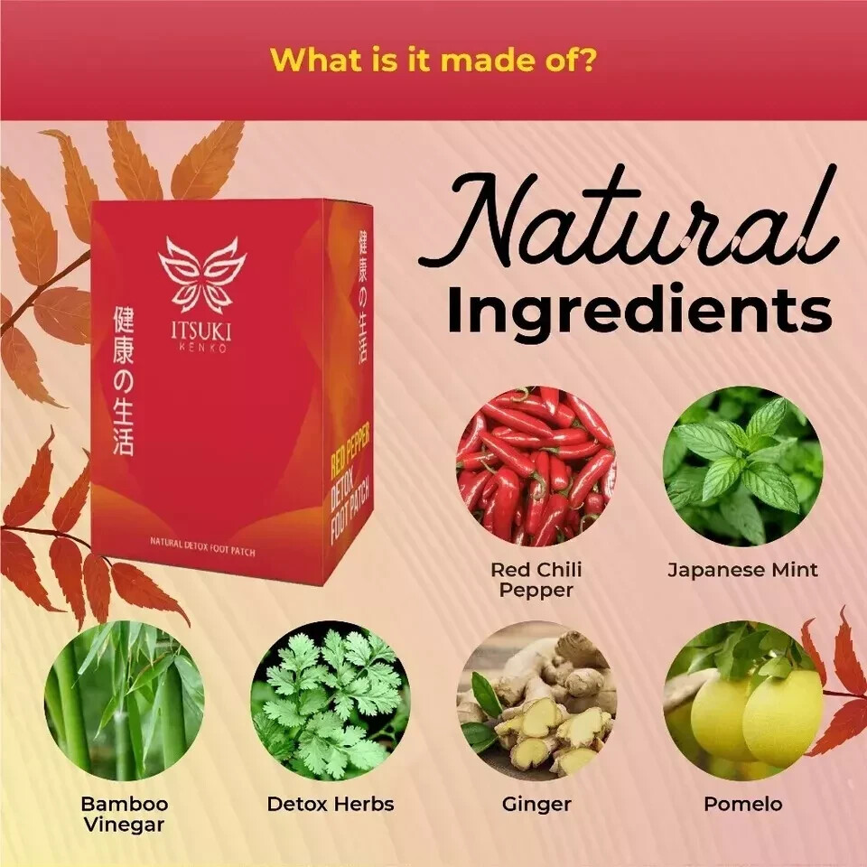 Itsuki Kenko Red Pepper & Herbal Foot Pads Patch Detoxifying ( BOX 50 ...