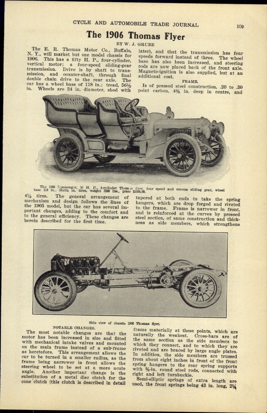 1906 PAPER AD CAR AUTO 7 PG ARTICLE E R Thomas Motor Flyer Automobile ...