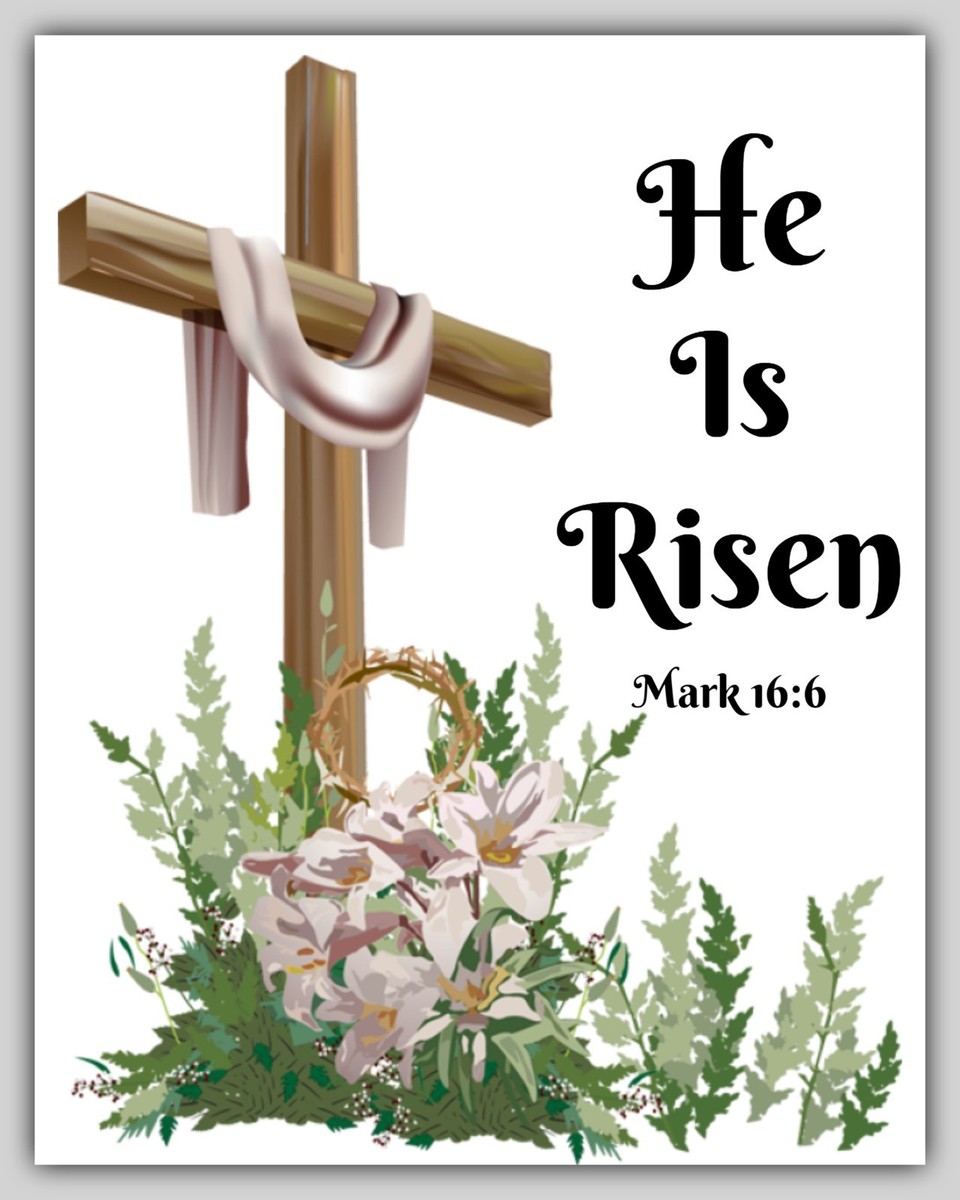 Easter He Is Risen Cross