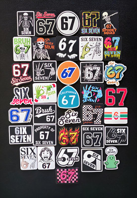 67 Six Seven Meme Stickers Funny Trend Slang Pop Culture Novelty Vinyl ...