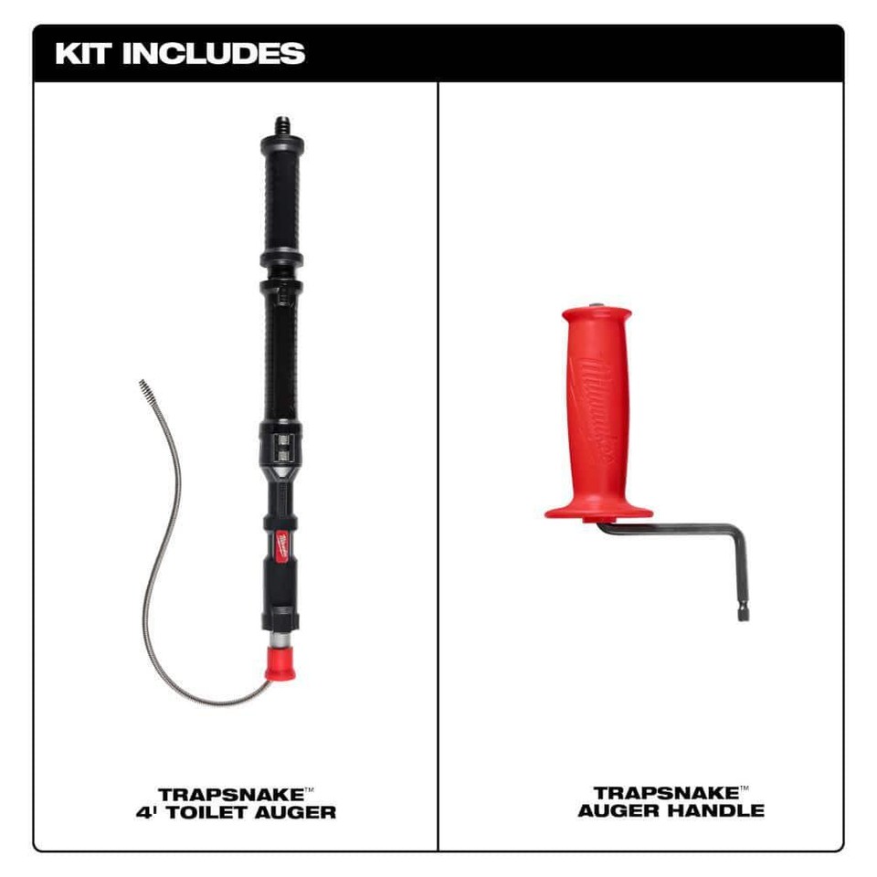 Milwaukee Drain Snake 4' Urinal Auger Urinal w/ Urinal Auger Carrying ...