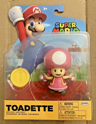 Super Mario Toadette Figure with coin, 4" Jakks New | eBay
