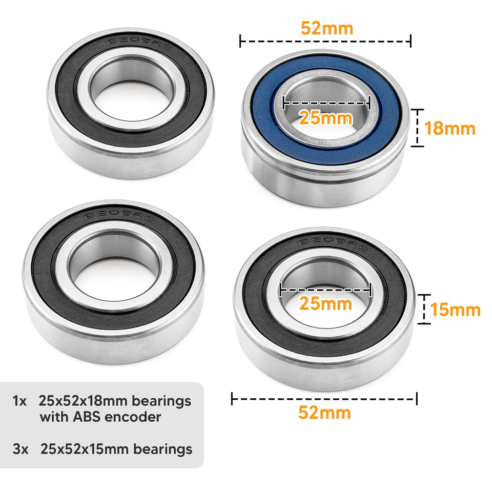 25mm ABS Rear Wheel Bearings For Harley 09-25 Davidson Touring OEM ...