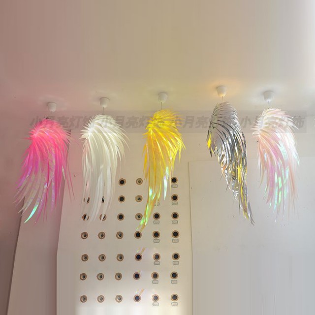 Modern IRACUS White Feather Wing Ceiling Light Pendant Lamp Chandelier ...