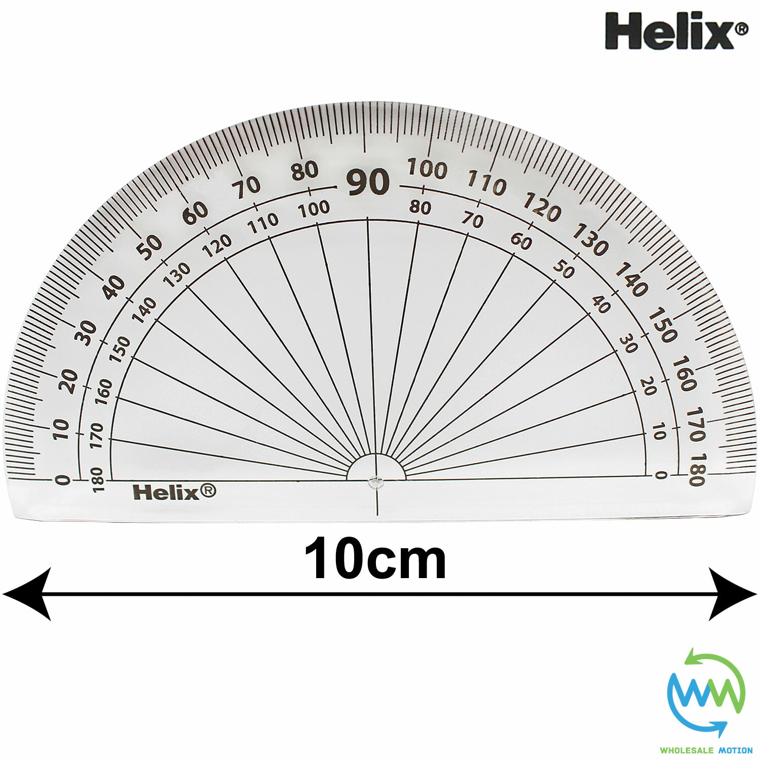 20 HELIX 180 Degree Protractors CLEAR School Exam Protractor ANGLE ...