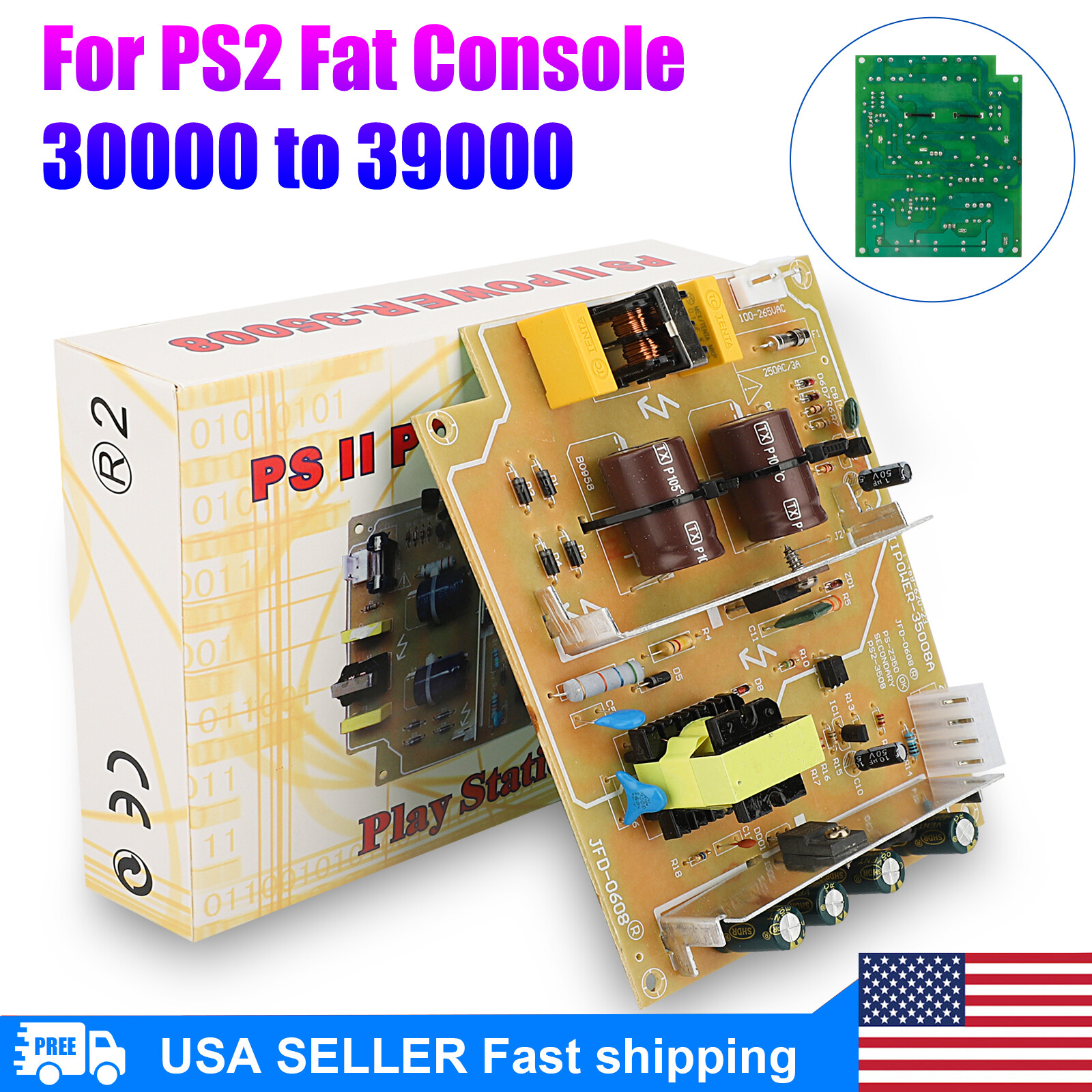 For PS2 Fat Console Built-in Power Supply Board Motherboard 30000 to ...