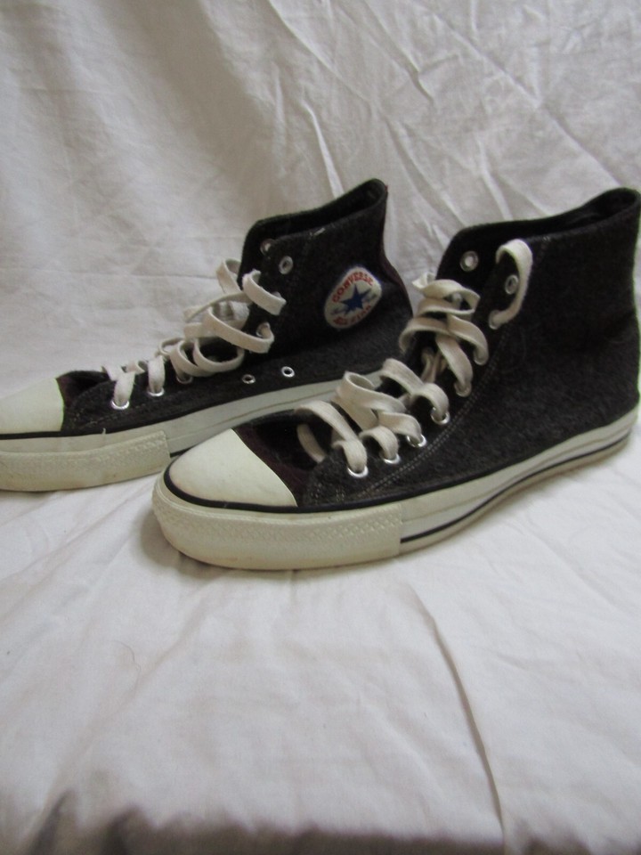 Vtg Converse All Star Chuck Taylor Mens Black Flannel High Hi Top USA ...