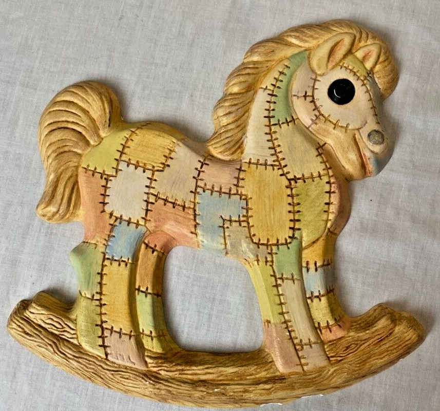 Vintage Ceramic Pastel Hand Painted Patchwork Rocking Horse 12”X 13 ...