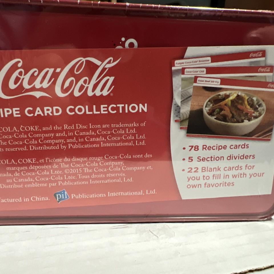 COCA-COLA RECIPE TIN COLLECTION Sealed in Box 78 Recipe Cards 22 Blank ...