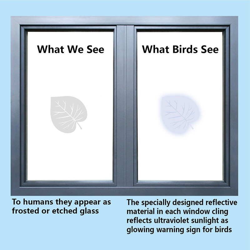 Alert Bird Window Stickers Leaf Anti-collision Window Clings Glue-Free ...