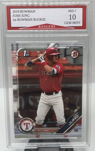 Josh Jung 2019 Topps Texas Rangers Bowman 1st Rookie Card Gem Mint 10 ...