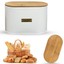Oval Bread Bin with Bamboo Lid Kitchen Storage Loaf Container -WHITE ...