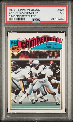 1977 topps mexican afc campeonato raiders steelers/acereros psa 3 hard ...