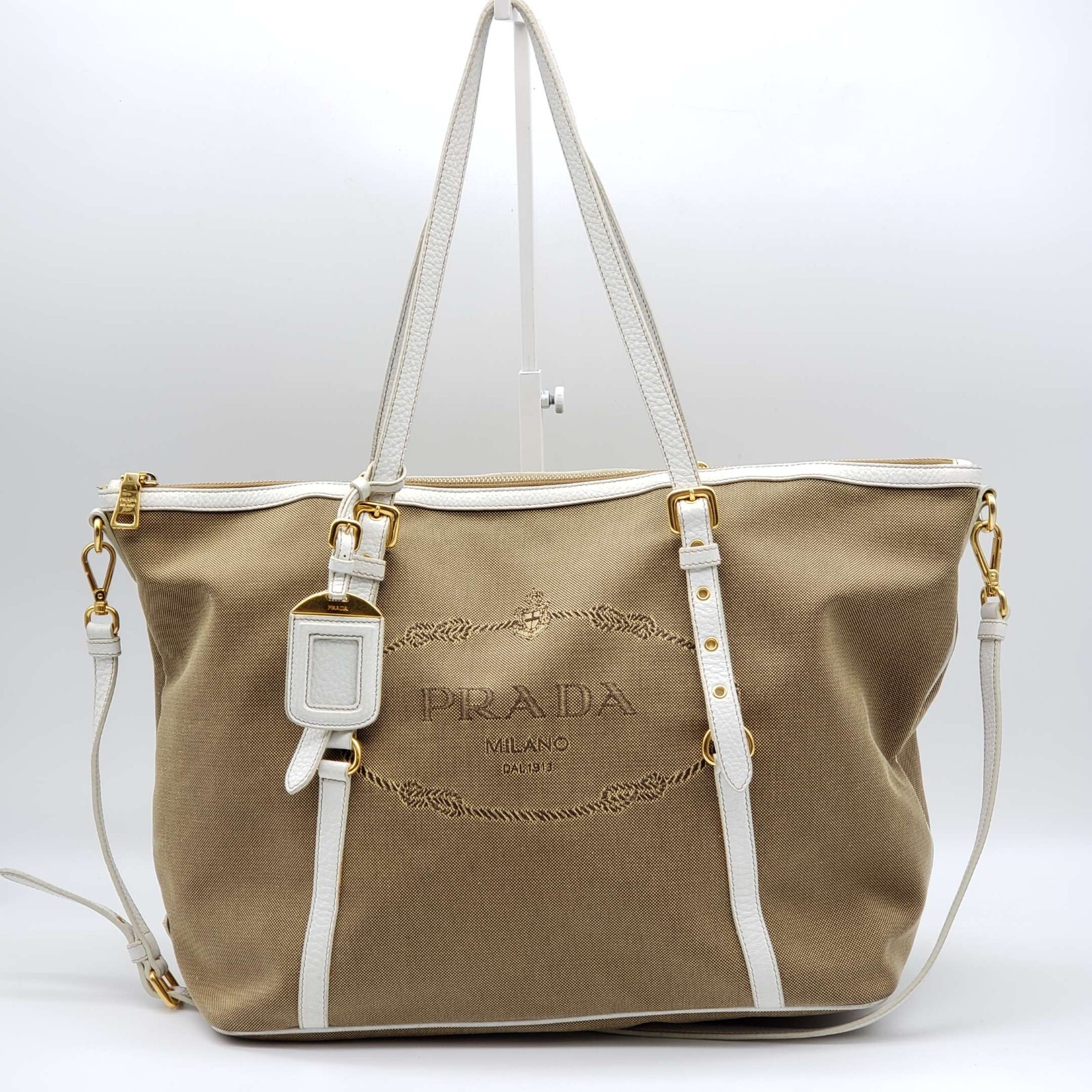 100% Authentic Prada Jacquard Logo Shoulder Bag - Gem