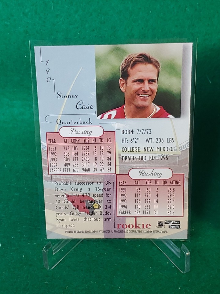 1995 SkyBox Premium Football #190 Stoney Case RC Arizona Cardinals New ...