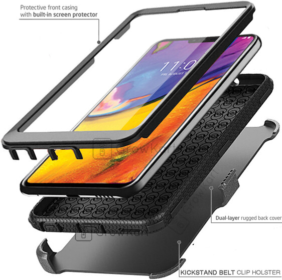SHOCKPROOF TANK Phone Case Cover Clip Holster Stand + BUILT-IN SCREEN ...