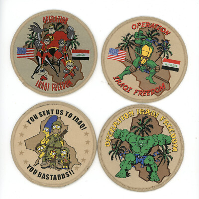 Cartoon Themed Iraq Iraqi Theater made woven Patches OIF Iraqi Freedom ...