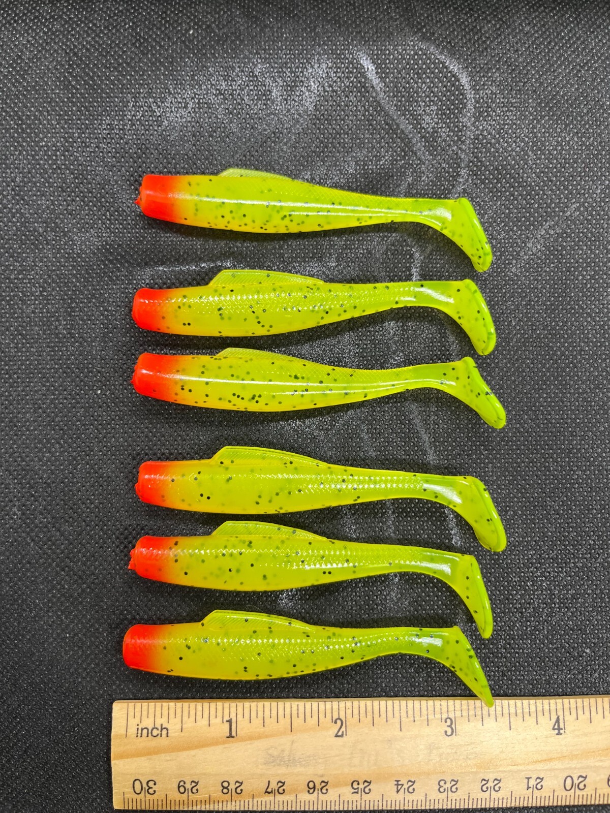 Chartreuse red fishing lure 12 pcs 3 1/4 inch swimbaits paddle tail ...