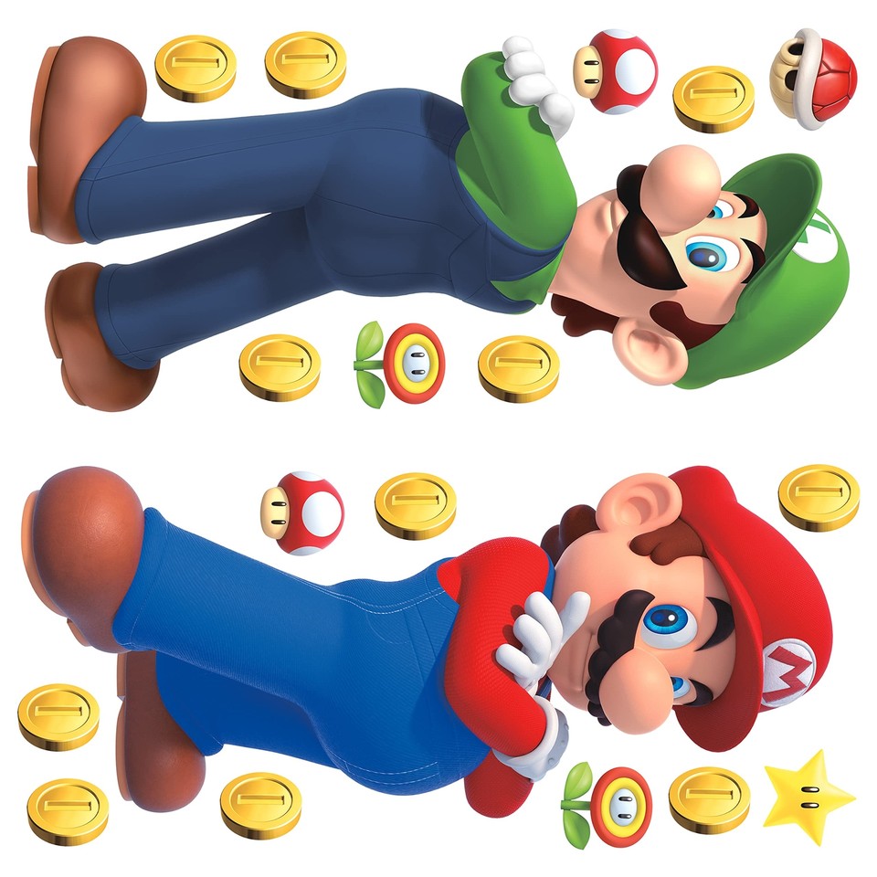 RoomMates Sticker Géant Super Mario Bros. et Luigi repositionnable | eBay