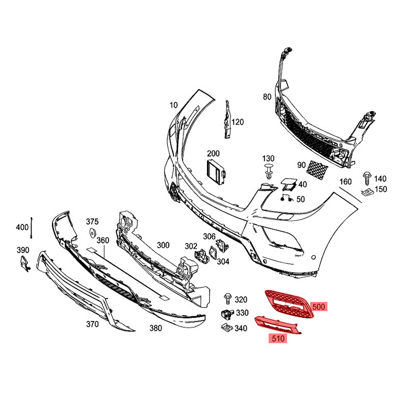 Fog Lamp Grille Cover W/ Trim Molding Kit Fit For 2012-2015 Mercedes ...