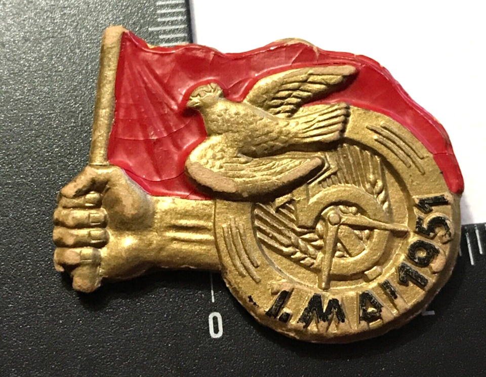 MAY DAY 1951 Pin Pinback East Germany Trade Unions Flag. RARE DDR ...