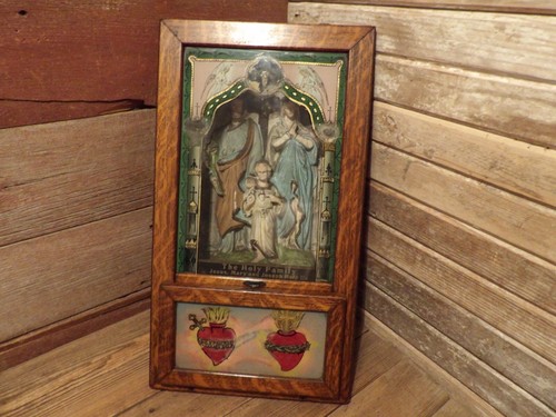Vintage Catholic Viaticum Last Rites Shadow Box Early 1900's Jesus Mary ...