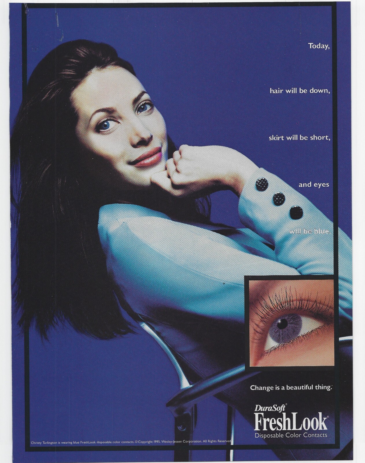 1995 Dura Soft Disposable Color Contacts Print Ad Christy Turlington | eBay