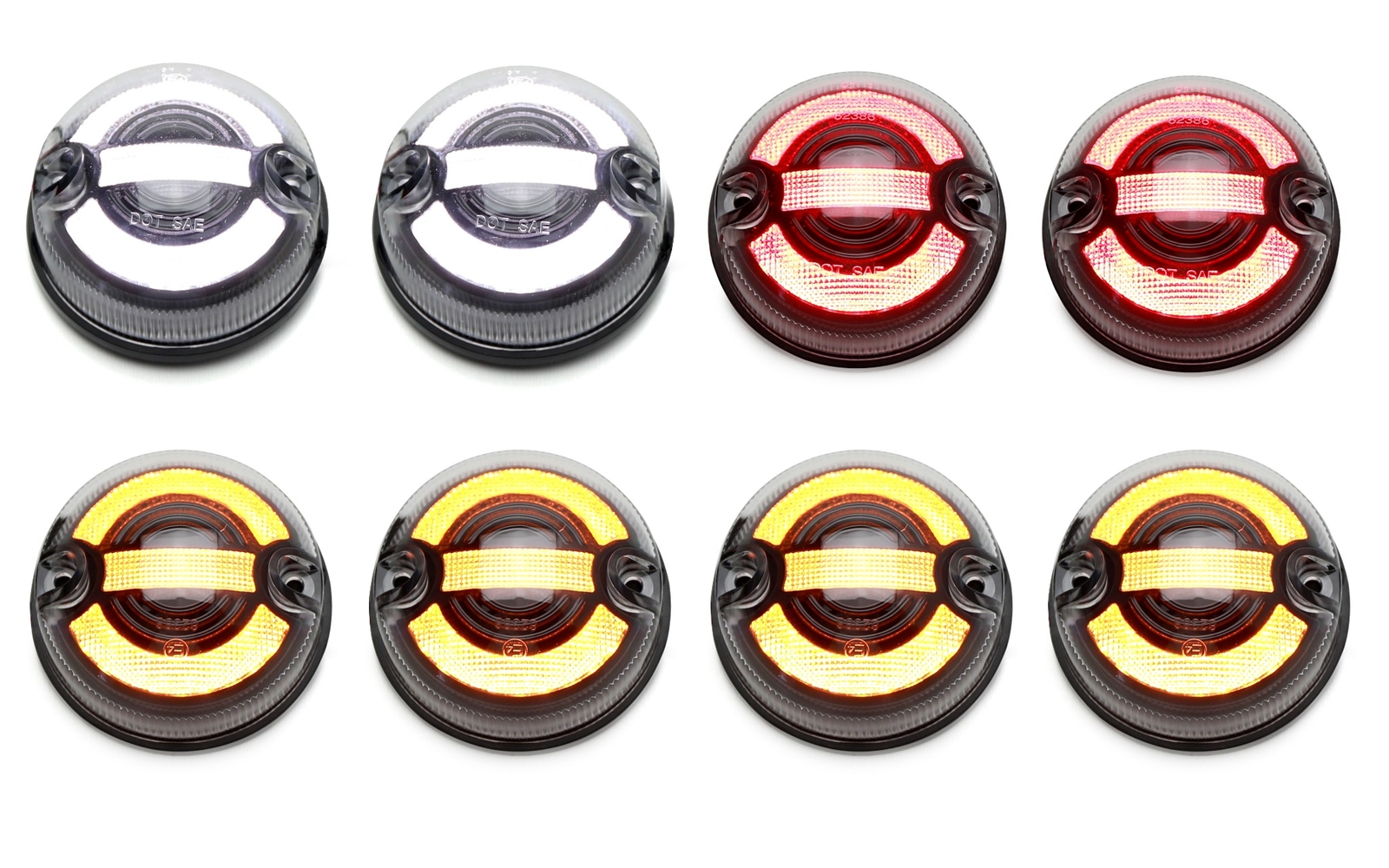 8pc 73mm Clear Amber/White/Red Full LED Front & Rear Lighting Kit For ...