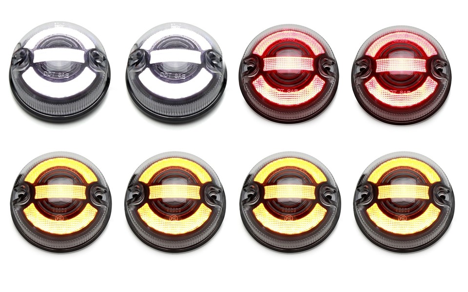 8pc 73mm Clear Amber/White/Red Full LED Front & Rear Lighting Kit For ...