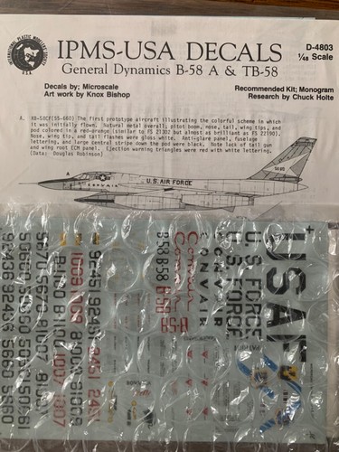 1/48 IPMS/Microscale CONVAIR B-58A & TB-58 HUSTLER Decals for 8 ...