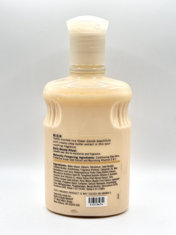 Bath & Body Works Pleasures Rice Flower & Shea Body Lotion 8oz NEW No ...