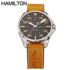 Hamilton Khaki Aviation Men's Black Watch with Brown Leather Band ...
