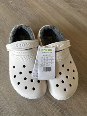 CROCS Unisex Classic Faux Fur Lined White Clogs - Size Women 8 Men 6 | eBay