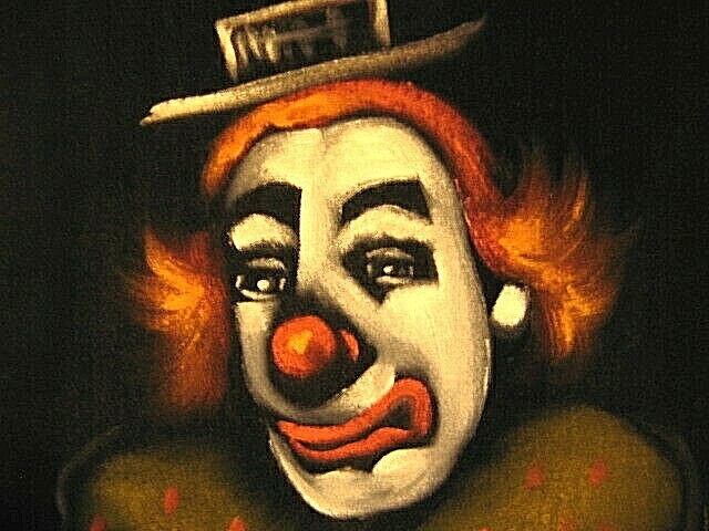 Sad Clown Painting On Velvet