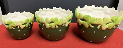 Hand Painted Green Ceramic Shamrock Planter Irish Decor NOW FREE ...