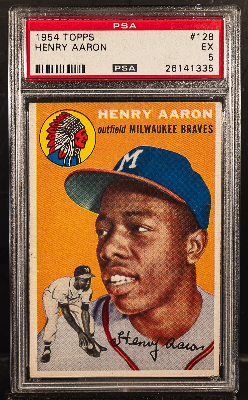26141335 HENRY HANK AARON 1954 Topps SET BREAK 128 Hall of Fame HOF PSA ...