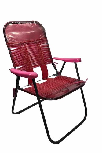 VTG 90s Plastic Vinyl Jelly Tube Folding Aluminum Lawn Beach Chair Pink ...