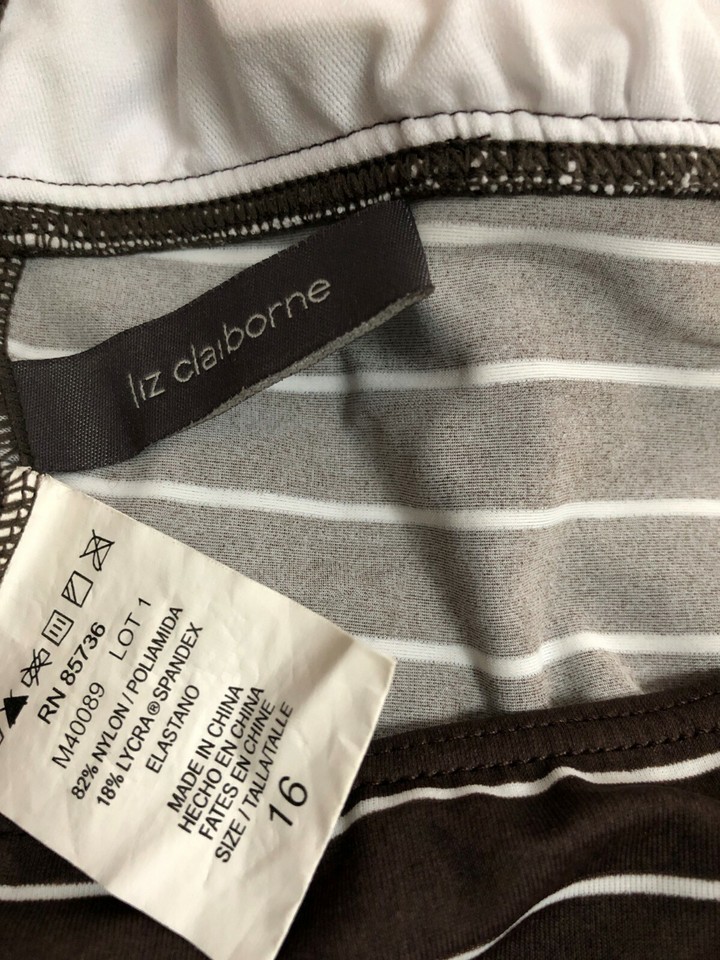 Liz Claiborne Brown White Striped Halter Swim Top | eBay