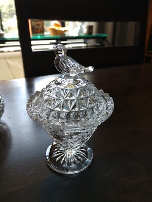 VTG Hofbauer Byrdes Collection Red Bird Crystal Covered Footed Trinket ...