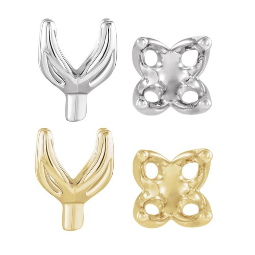 14K Solid Gold or Platinum Floral Tulip Style Four Prong Peg Head ...