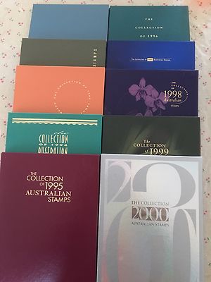 Collection of 1991 To 2000 Australian Post Year Book Album with Stamps ...
