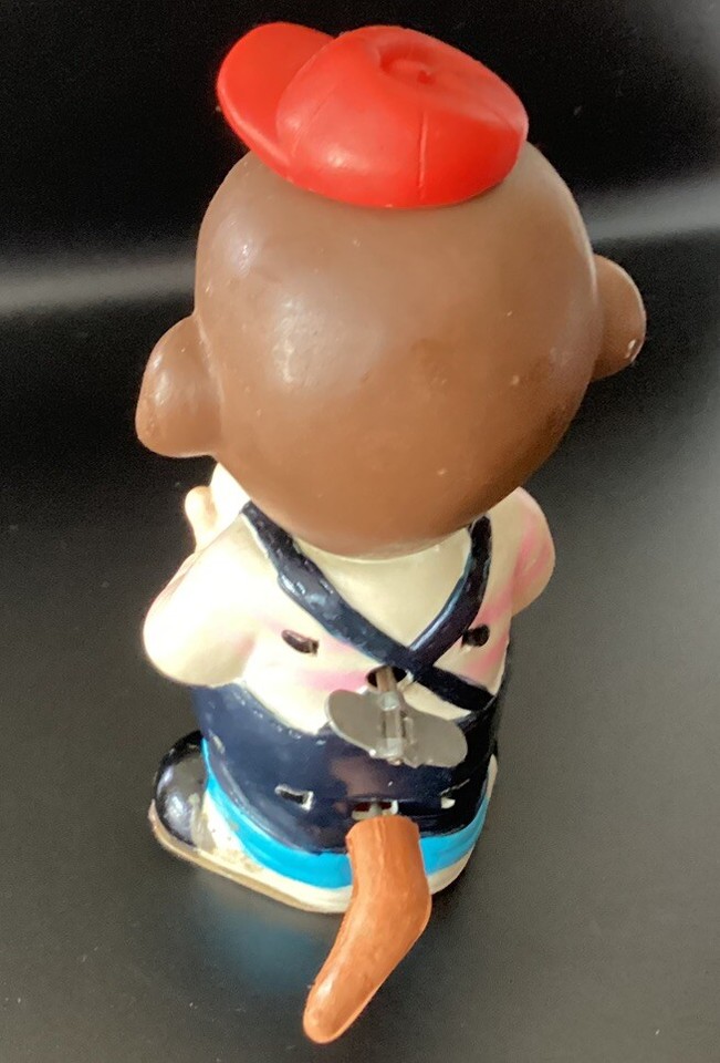 Vintage ALPS Japan Wind-Up Bobblehead Monkey Baseball Player Toy Works ...