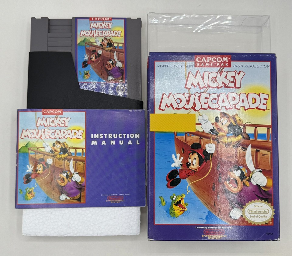 Mickey Mousecapade NES BLANK BANNER Misprint Label Complete In Box ...