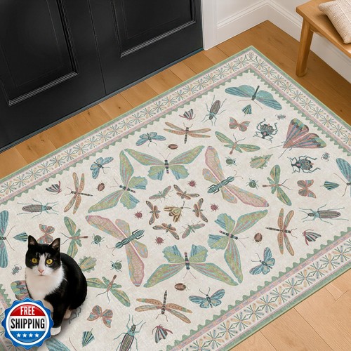 Washable Sage Green Large Entryway Rug, 3x5 Area Rugs for Laundry Room ...