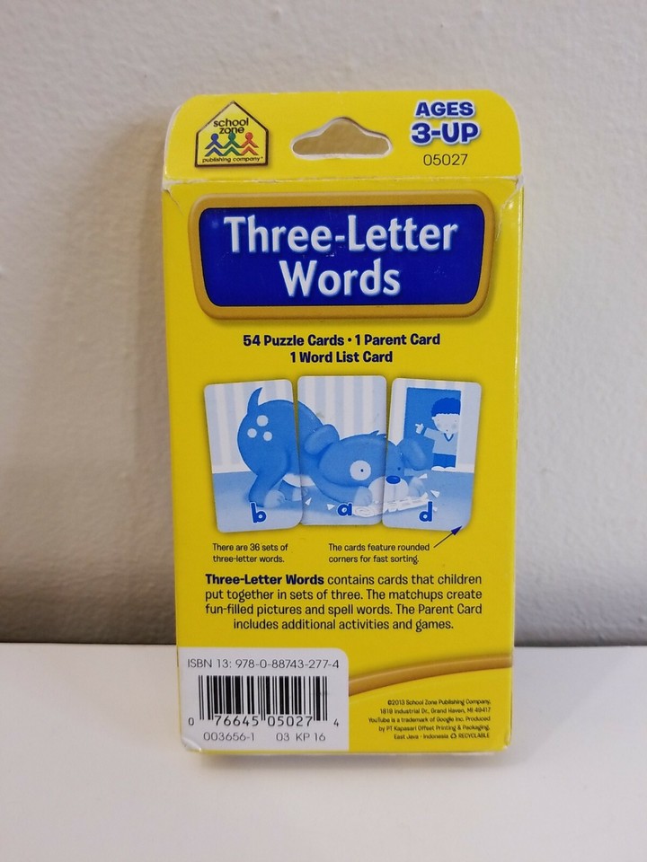 School Zone Three Letter Words Flash Puzzle Cards Learning Game ...