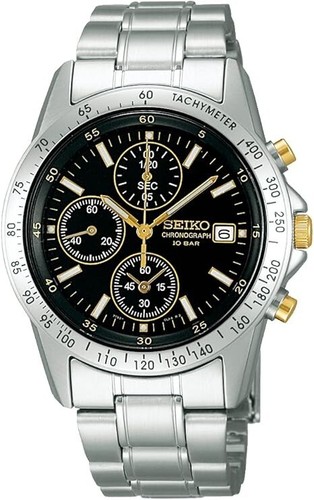 Seiko SBTQ043 Black Gold Men's Chronograph Watch Spirit Waterproof ...