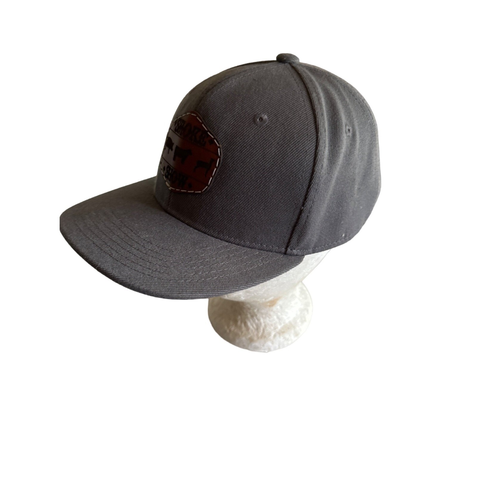 Smoke How Butcher Hat Cap Gray Adjustable Faux Leather Patch | eBay