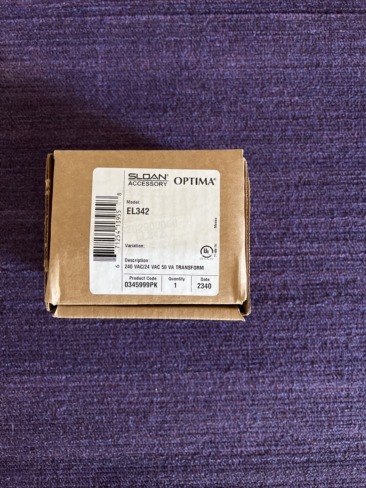 Sloan EL-342 Optima Box Mount 240 / 24 VAC Flushometer Transformer ...